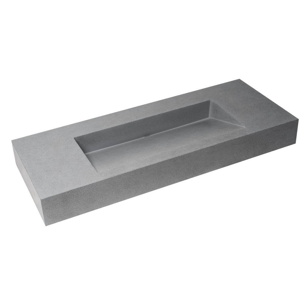 ALFI BRAND 48 in . Rectangular Gray Concrete Vessel or Wall Mount ...