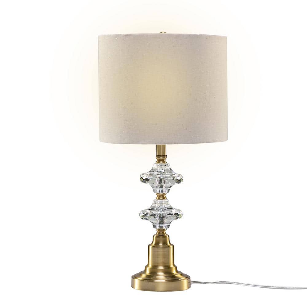 22 in. Modern LED Table Lamp with Linen Blend Shade and Crystal ...