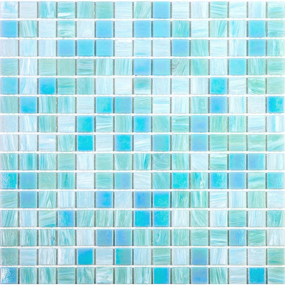 Apollo Tile Mingles 12 in. x 12 in. Glossy Baby Blue Glass Mosaic Wall ...