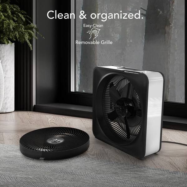 Vornado Model 80 17.64 in. Diameter Box Fan in White with Cord Storage ...