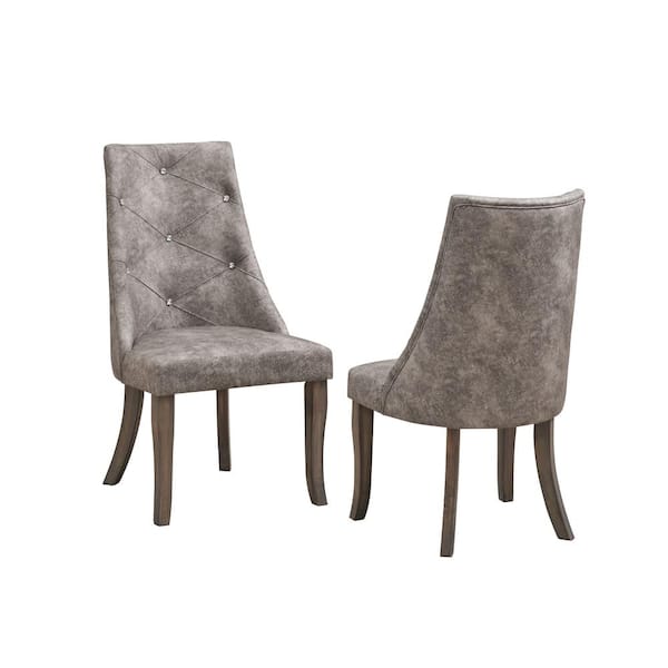 Signature Home SignatureHome Elmer Grey/Brown Finish Solid Wood Tufted ...