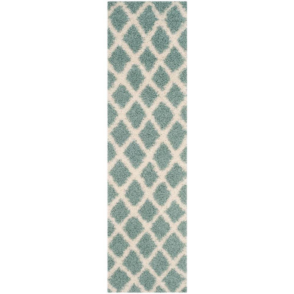 SAFAVIEH Beverley Seafoam/Ivory 2 ft. x 8 ft. Geometric Runner Rug ...