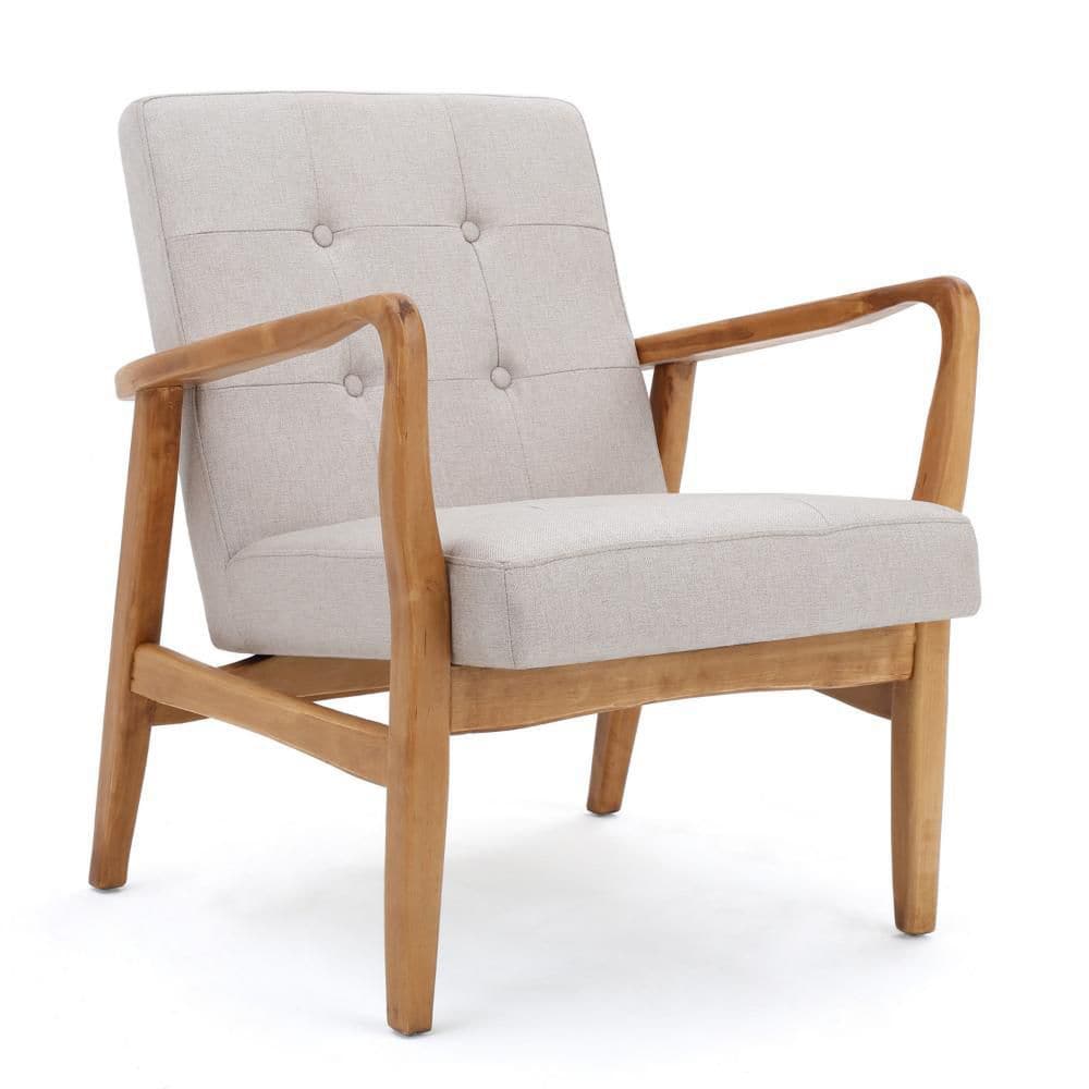 Benjara Mimi Beige and Brown Fabric Accent Chair with Tufted Backrest ...