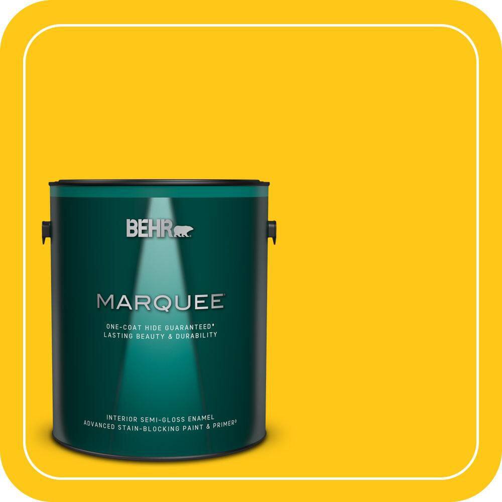 BEHR MARQUEE 1 gal. #P300-7 Unmellow Yellow Semi-Gloss Enamel Interior ...