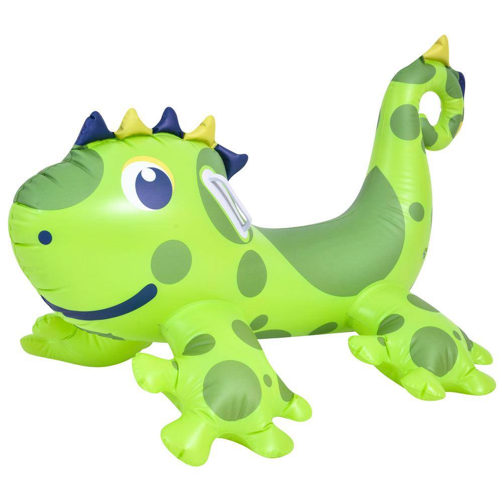 Pool Central 46.5 in. Inflatable Green Spotted Dinosaur Ride-On Pool ...