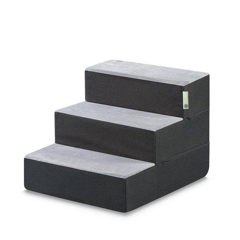 Zinus Dark Grey 18 in. Medium Foam 3 of Steps Pet Stairs PS-C2118C ...
