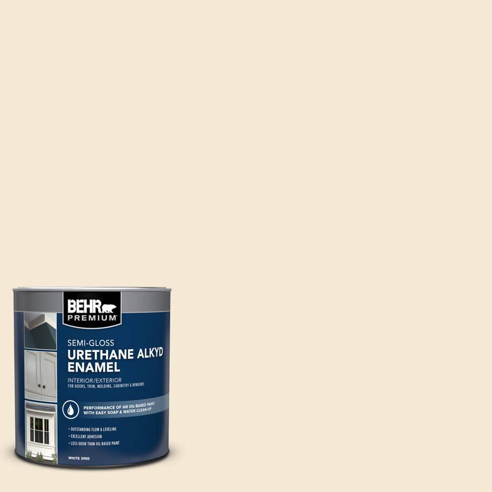 BEHR PREMIUM 1 qt. #PWN-32 Bleached Almond Semi-Gloss Enamel Urethane Alkyd Interior/Exterior ...