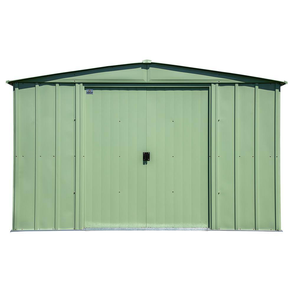 Arrow 10 ft. x 8 ft. Green Metal Storage Shed With Gable Style Roof 74 ...