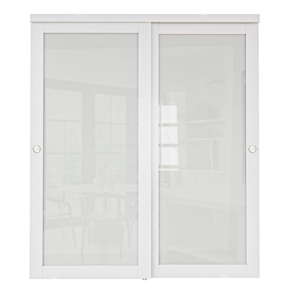 EH PUERTA 72 in. x 80 in. 1-Lite Tempered Frosted Glass White Finished ...