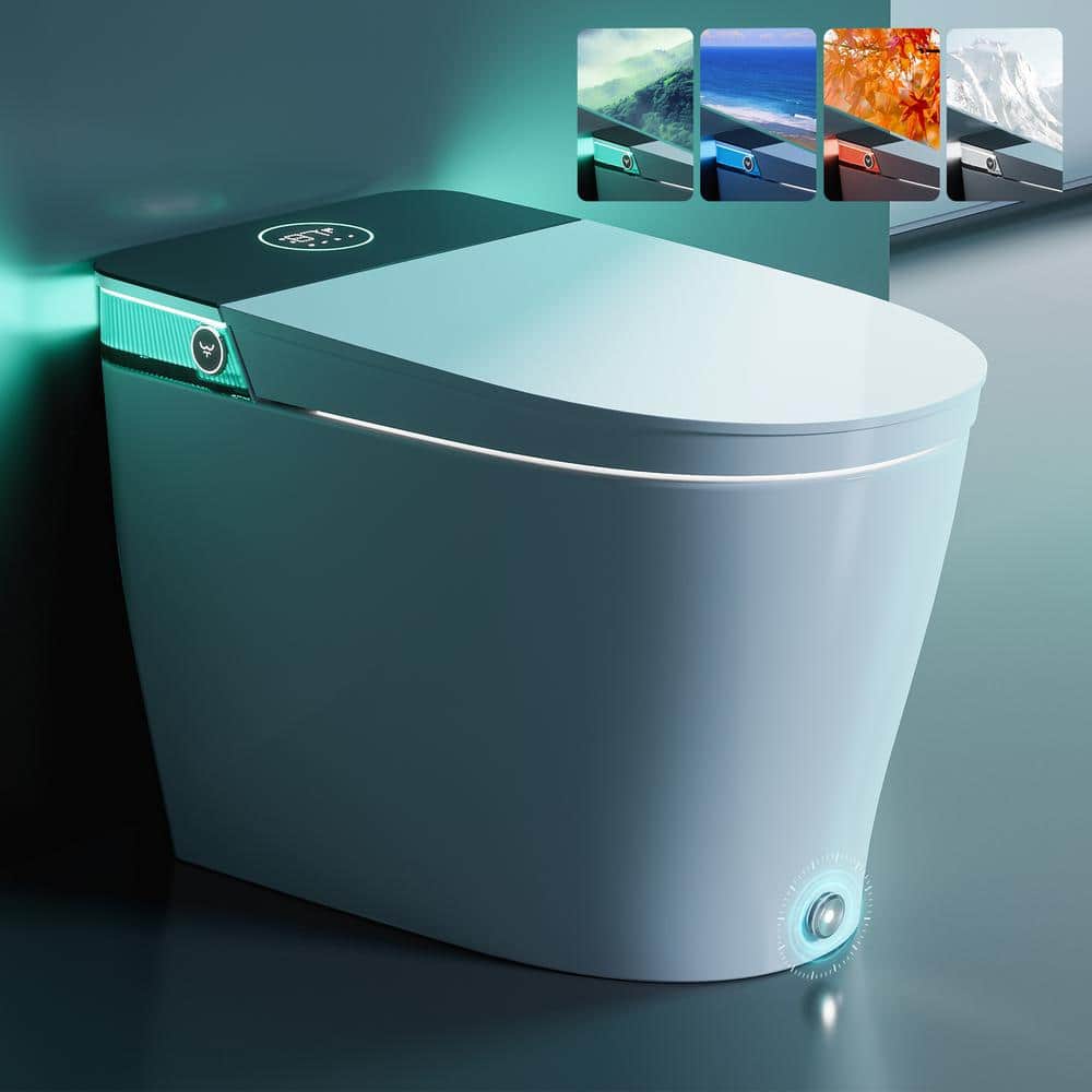 HOROW Elegant Luxury Elongated Smart Bidet Toilet in White w/Surprise ...