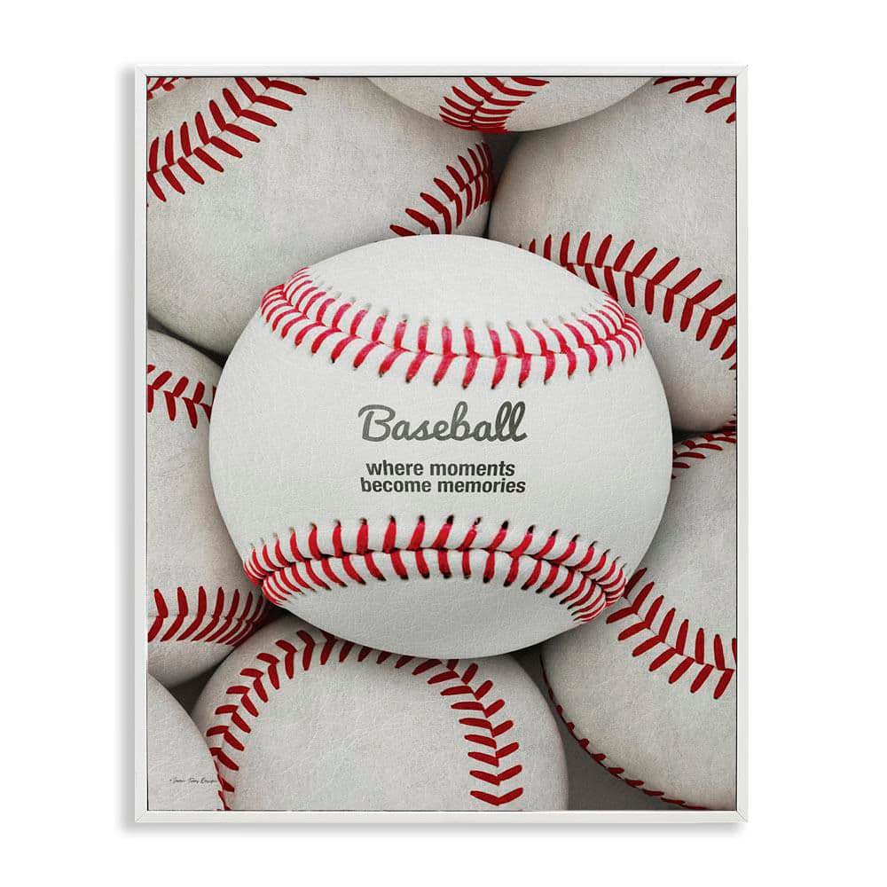 Stupell Industries Baseball Memories Phrase by Seven Trees Design White Framed Sports Giclee Art ...