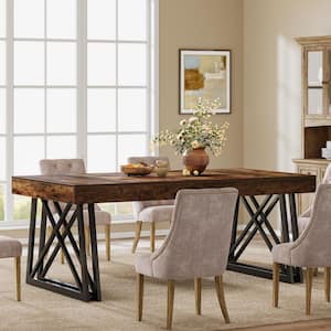 BYBLIGHT Roesler Brown Engineered Wood 63 in. Pedestal Dining Table ...