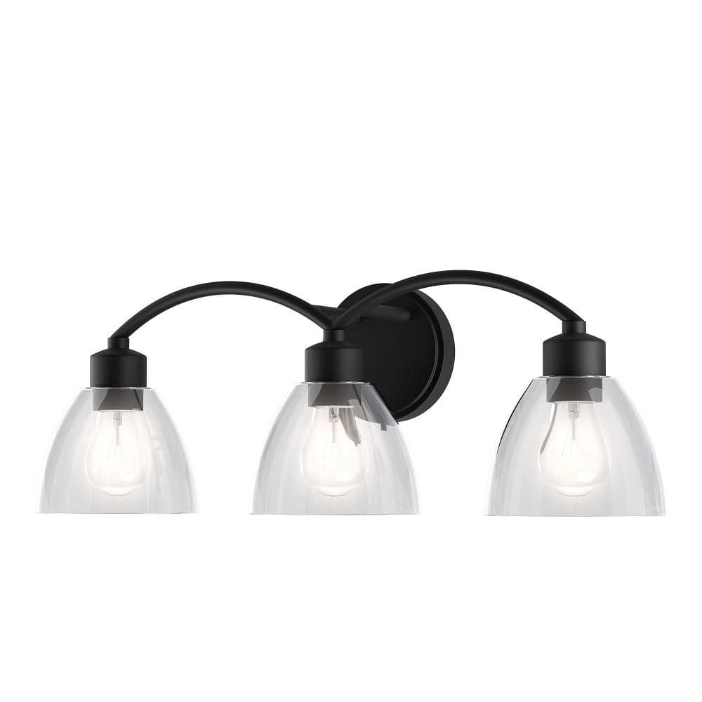 LumLight Ponce 24 in. Plug and Play 3-Light Matte Black Vanity Light ...