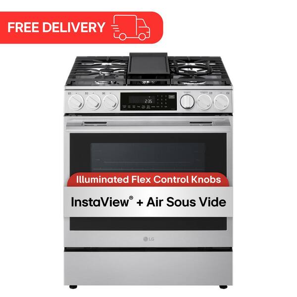 LG 30 in. 6.3 cu. ft. Smart Oven 5-Burner Gas Range in Stainless Steel ...