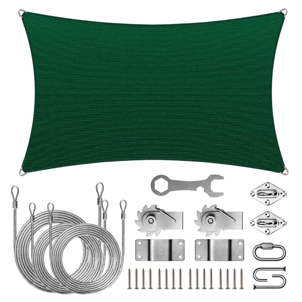 ROYAL SHADE Pro Ring 16 ft. x 24 ft. Rectangle Sun Shade Sail with ...