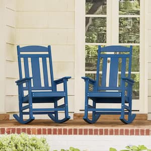 DUROGREEN Classic Rocker Navy 3-Piece Plastic Outdoor Chat Set ...