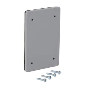 Commercial Electric 2-Gang Blank Metallic Weatherproof Cover, Gray ...