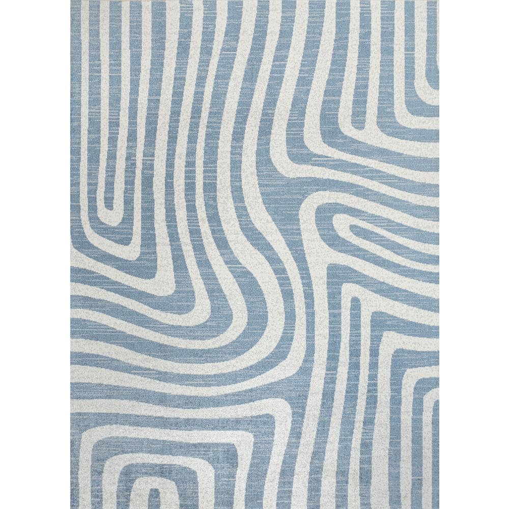 JONATHAN Y Maze Blue/Cream 3 ft. x 5 ft. Abstract 2-Tone Low-Pile ...