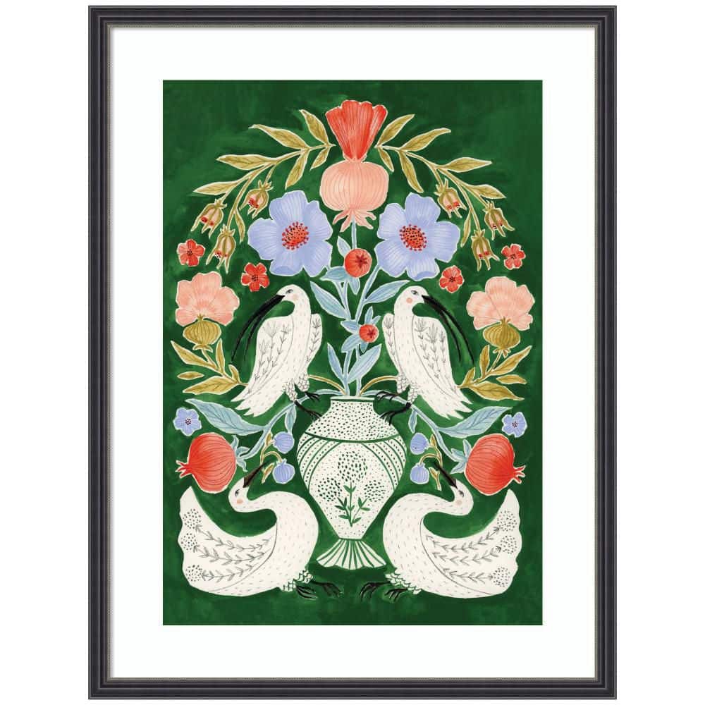Kate and Laurel Stylish "Floral Folklore Ibises and Swan" by Jill ...