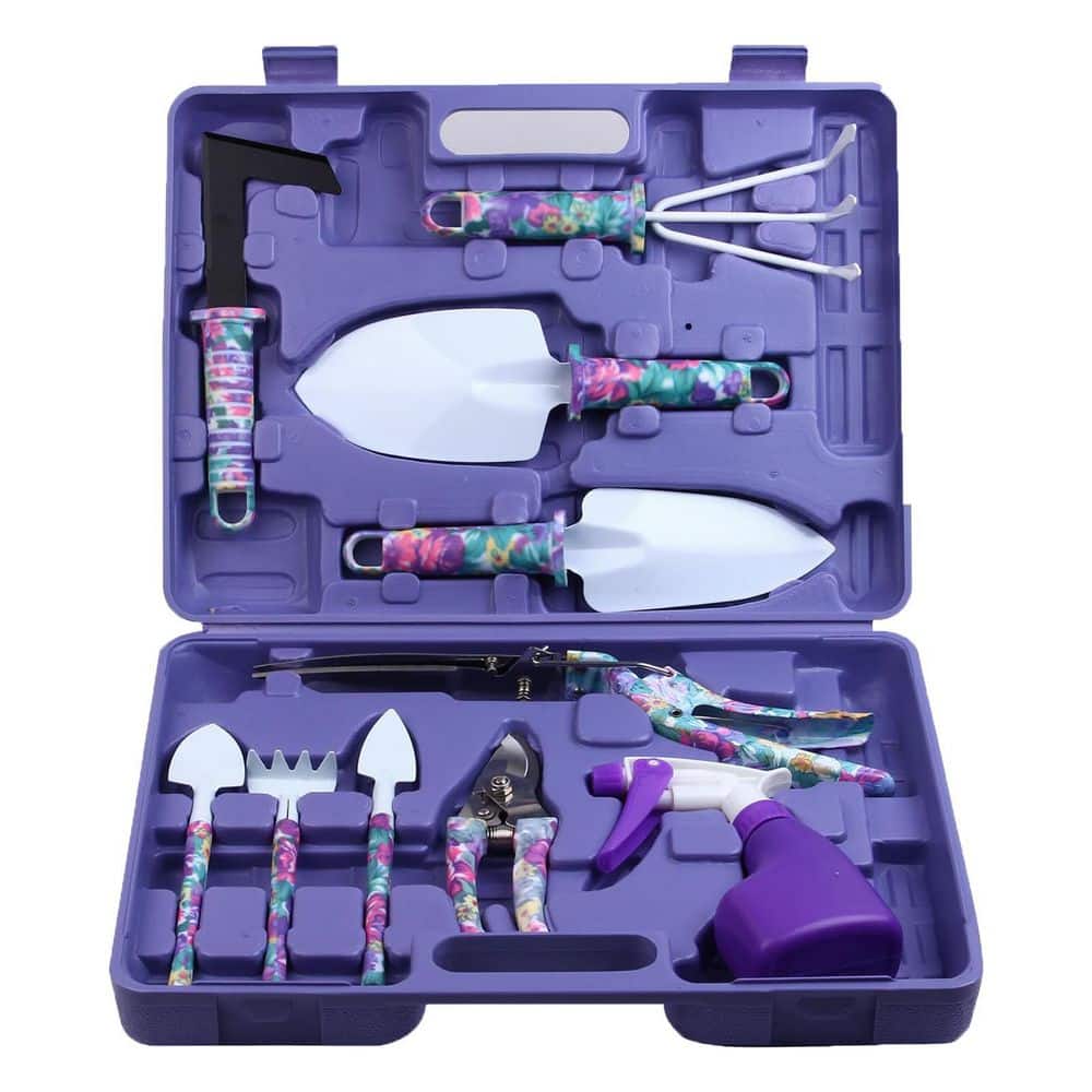 Misopily 10-Piece Garden Tool Set with Floral Print Ergonomic Handles ...