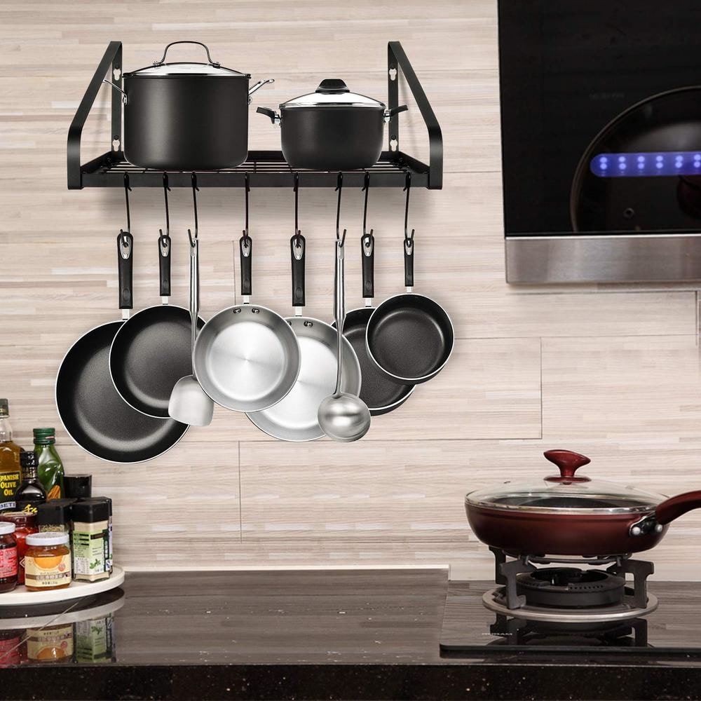 Numhew Black Wall Mounted Pot Rack, Pot and Pan Organizer, Kitchen ...