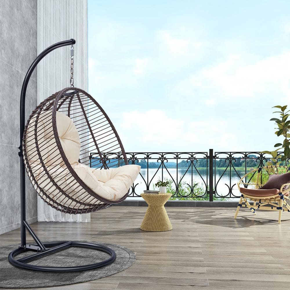 AUTMOON Round Shape Swing Chair Patio Graden Home W30251957 - The Home ...