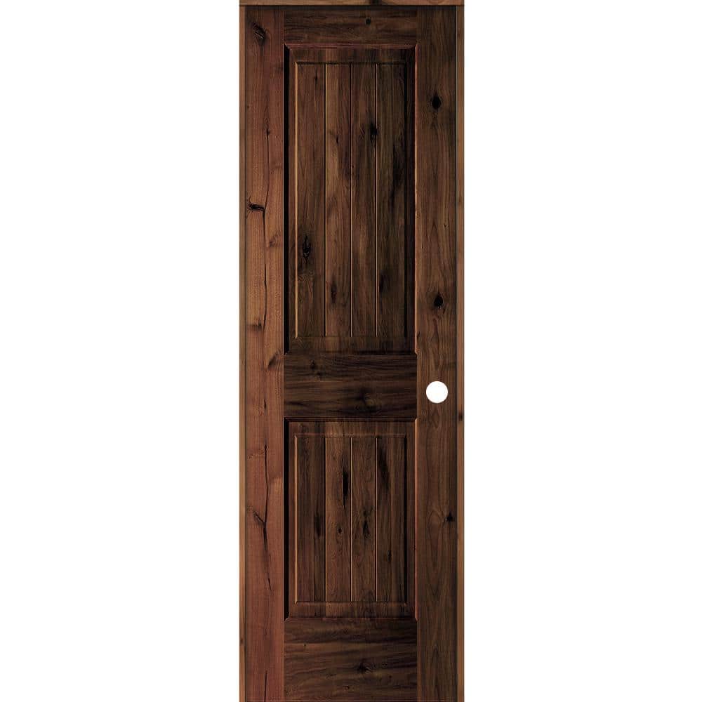 Krosswood Doors 24 in. x 80 in. Knotty Alder 2 Panel Left-Hand Square ...