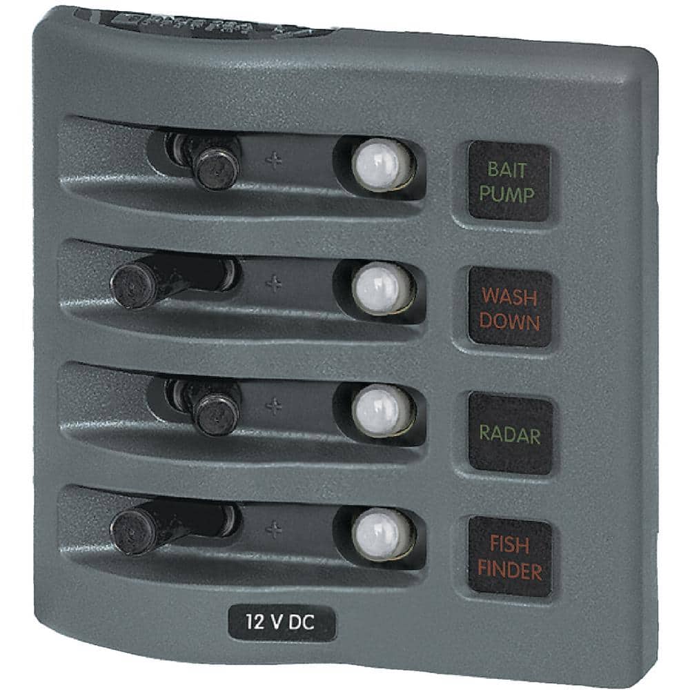 Blue Sea Systems WeatherDeck Breaker Panel 12VAC 4 Pos Gray 4374 - The ...