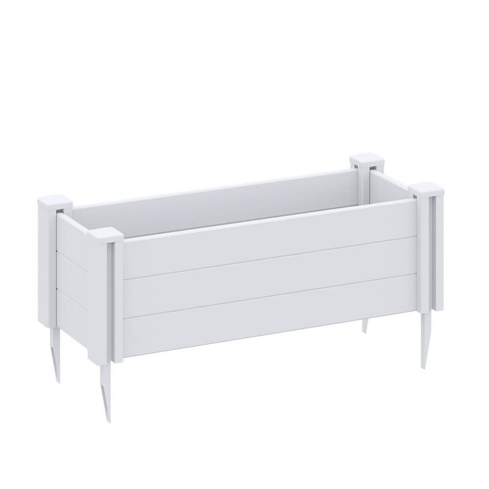 SpassWay 11.81 in. H White Plastic Modular Garden Fence Panel-Durable ...