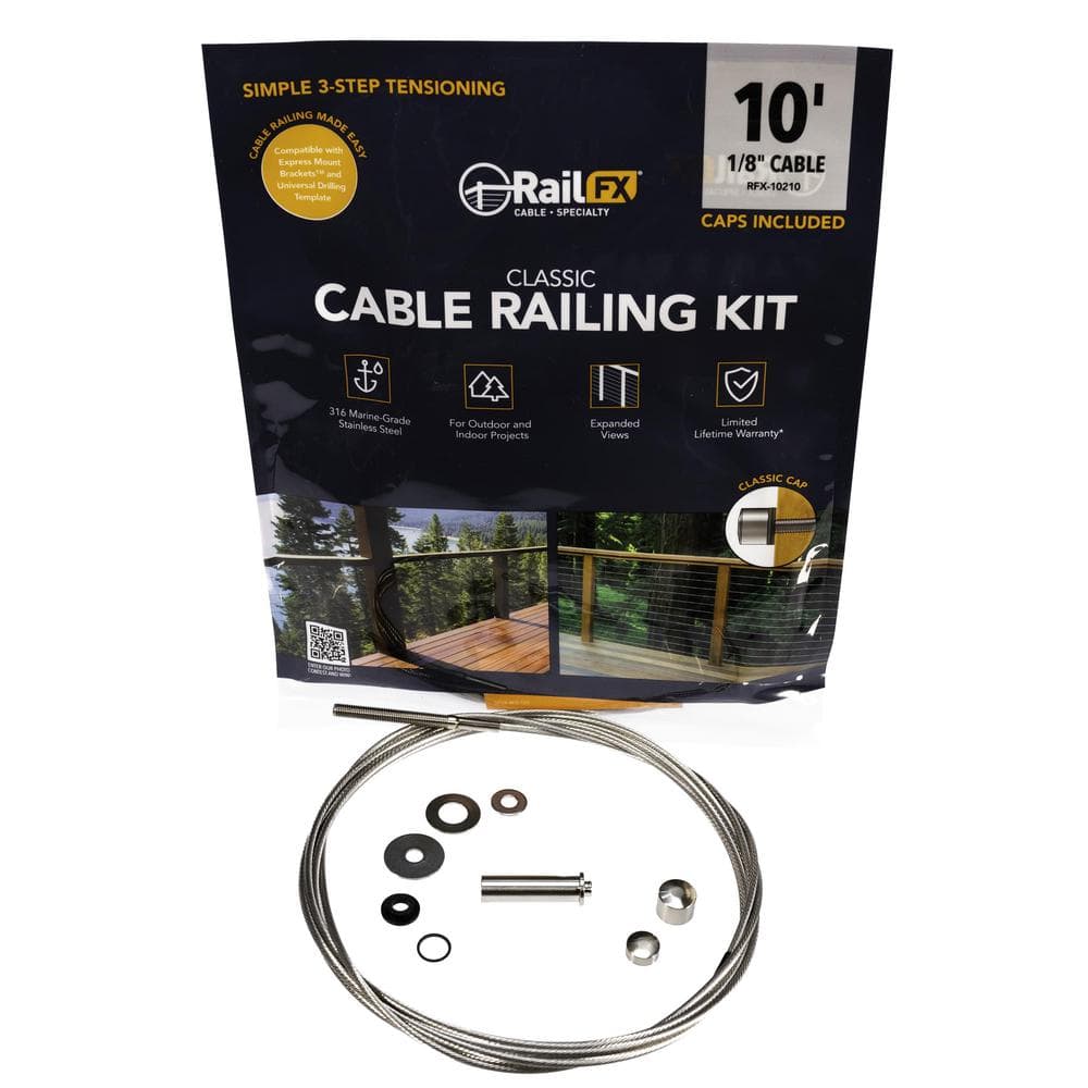 RAILFX Classic 10 ft. Stainless Steel Cable Kit for Cable Railing ...