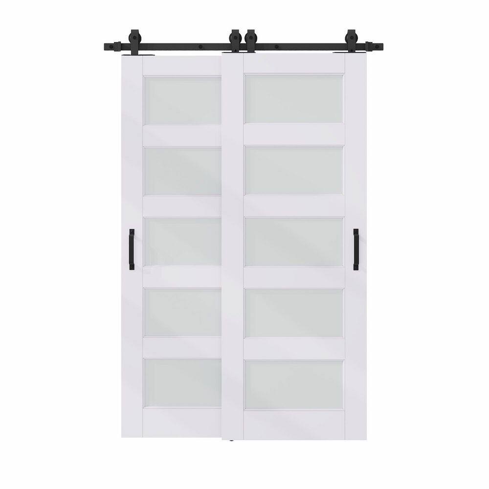 MillwkPro 52 in. x 80 in. (Two 30 in.) Bypass Save Space 5 Lite Frosted ...