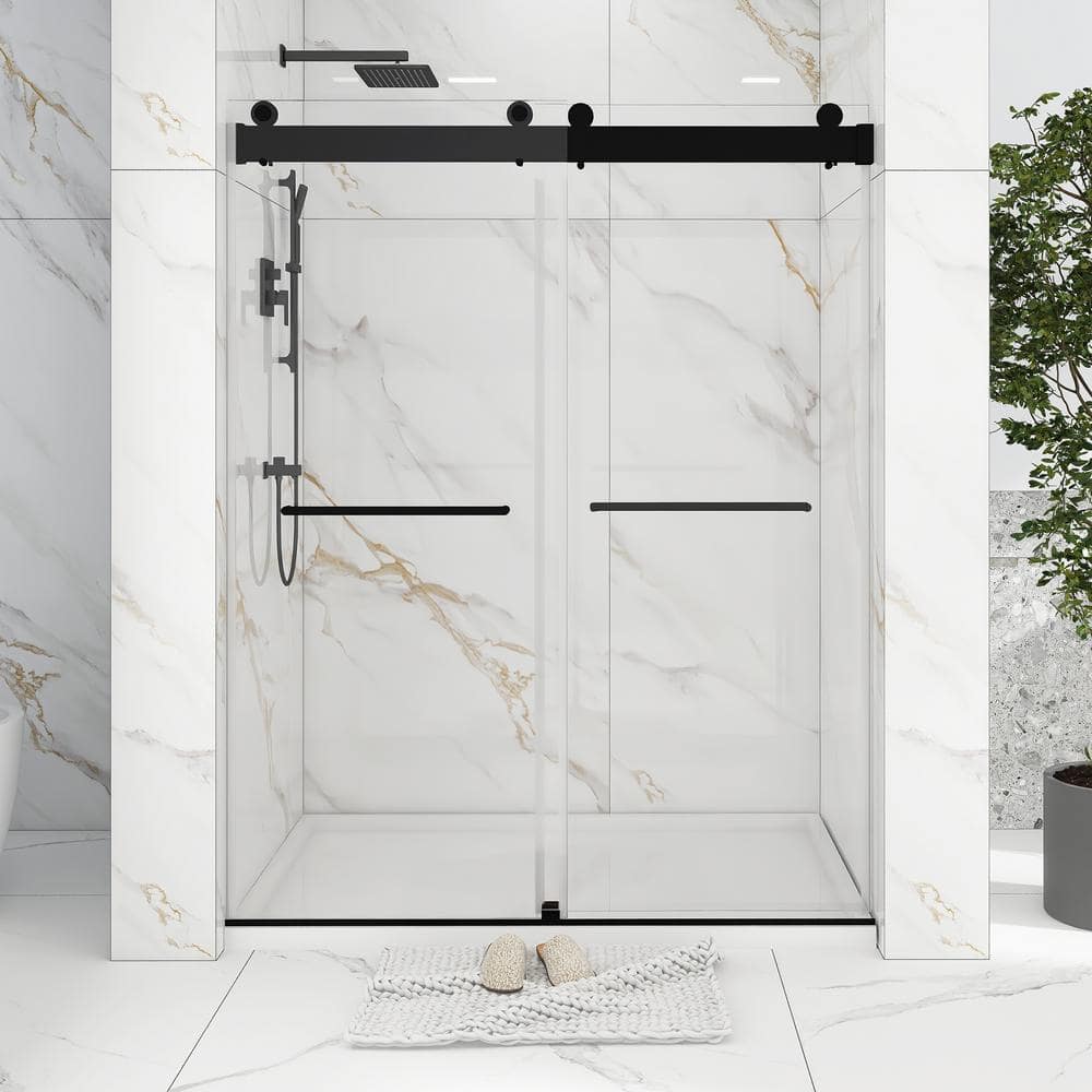 JimsMaison 60 in. W x 76 in. H Double Sliding Frameless Shower Door in ...