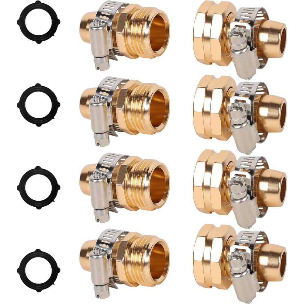 Cubilan 4 Sets Garden Hose Repair Connector with Clamps, Aluminum Water ...
