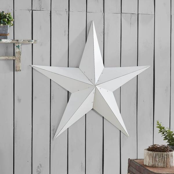 VHC BRANDS 1-Piece 36 in. x 36 in. White Distressed Metal Star Wall ...
