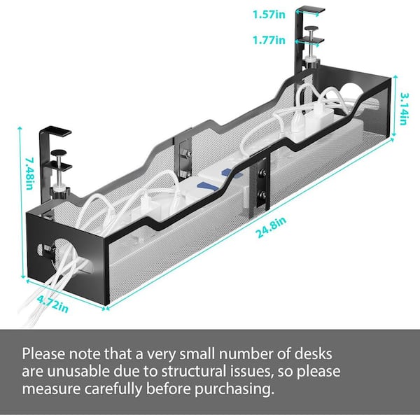 Desk Cable Tidy Original No Drill Under Desk Cable Management Tray ...