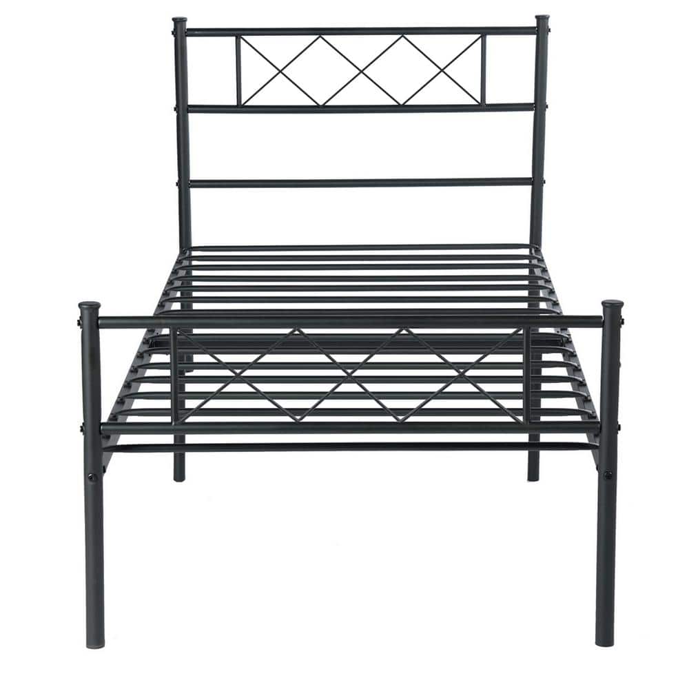 Black Color Full size Single Metal Bed Frame for Adult and Children HD ...