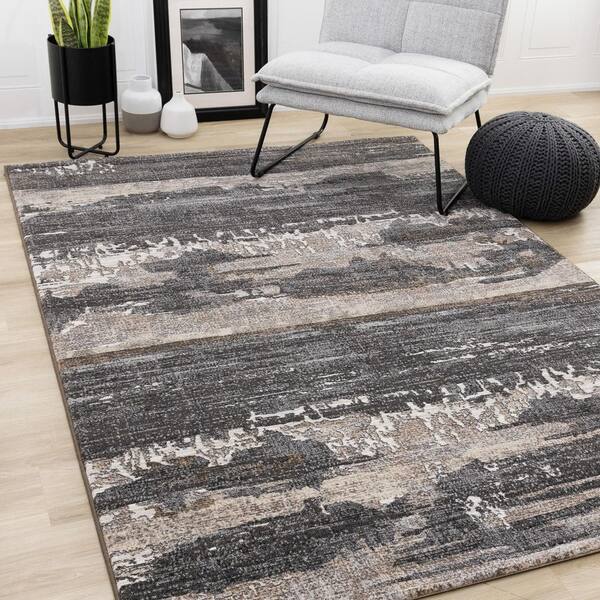 Rug Branch Aethera Collections 5 ft. x 8 ft. Grey Distressed, Organic ...