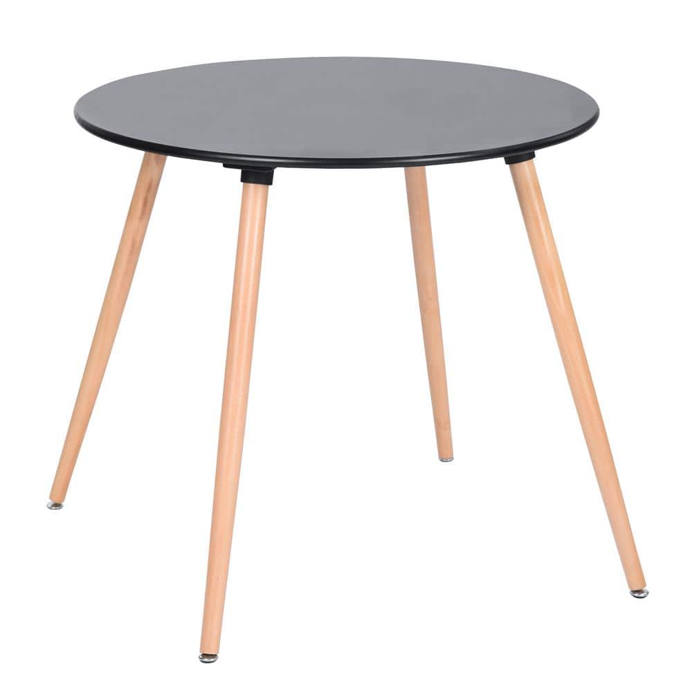Homy Casa Rookie Black Manufactured Wood Top Round Dining Table with ...