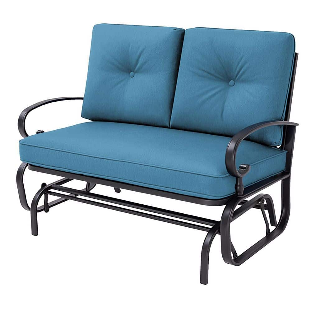 2-Person Metal Outdoor Rocking Chair, Glider Bench with Cushion ...