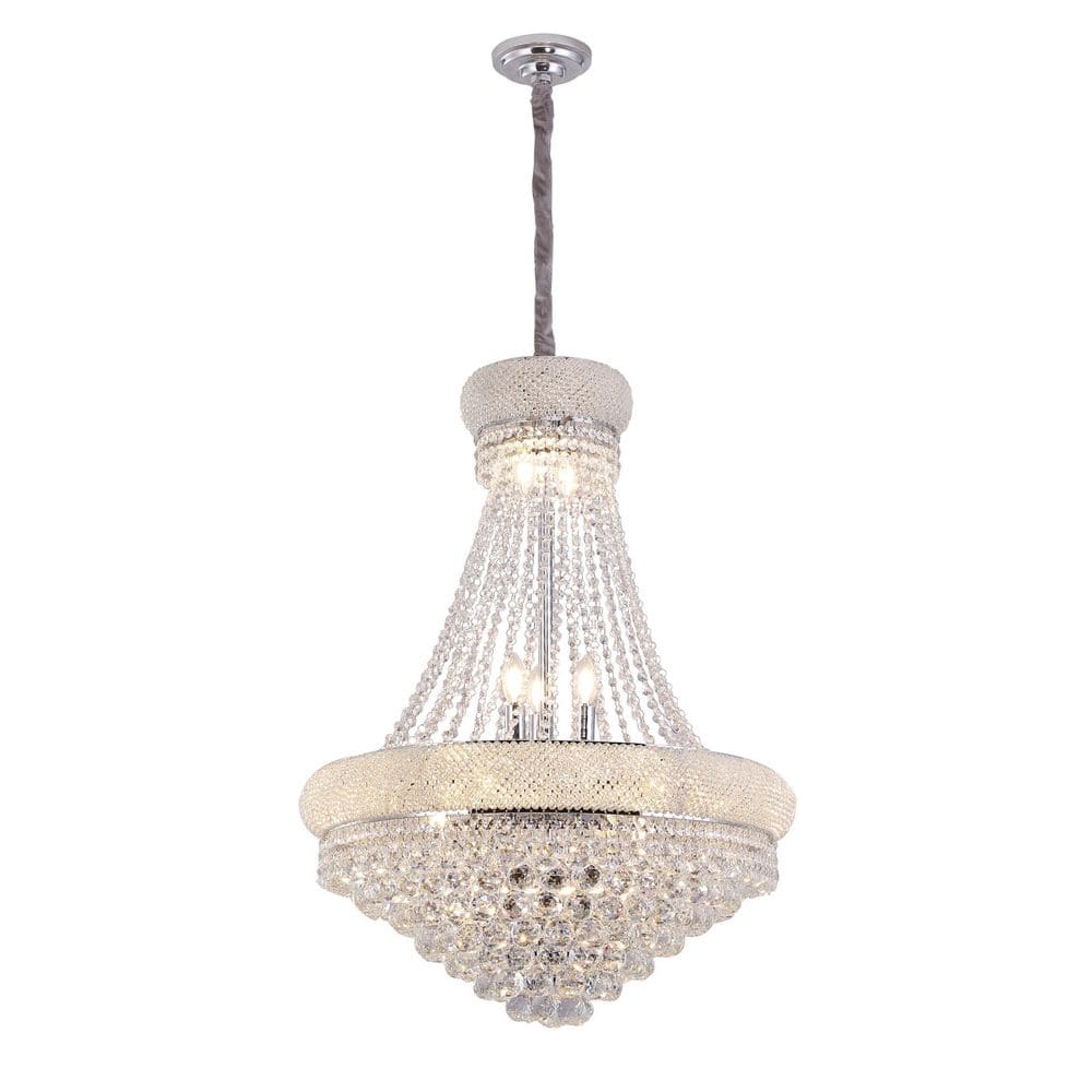 Jushua 14-Light Luxurious Silver K9 Crystal Single Tier Chandelier ...