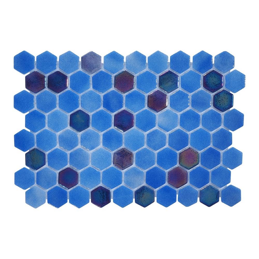 The Tile Doctor Glass Tile LOVE Hex 11 in. x 16 in. Glossy Whole Lotta ...