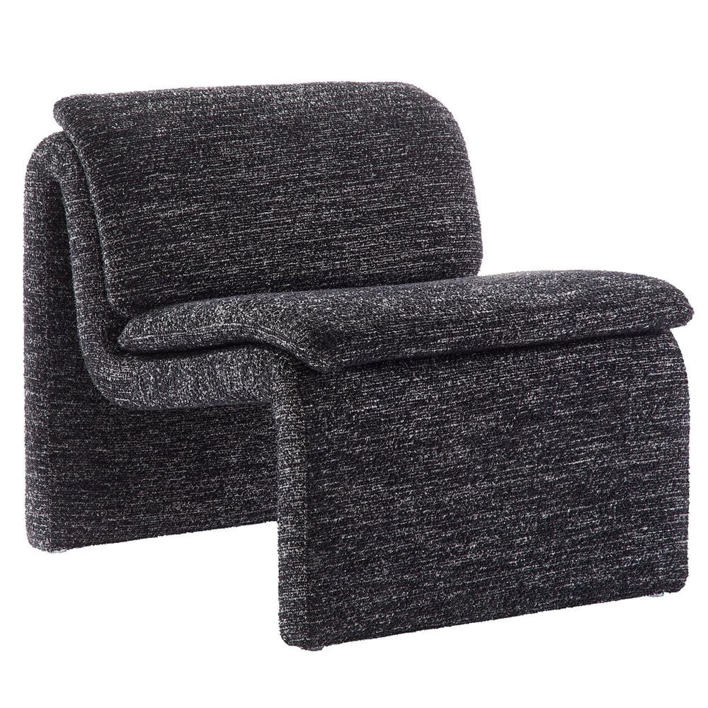 MODWAY Lume Curved Lounge Chair in Charcoal Polyester Boucle Fabric EEI ...