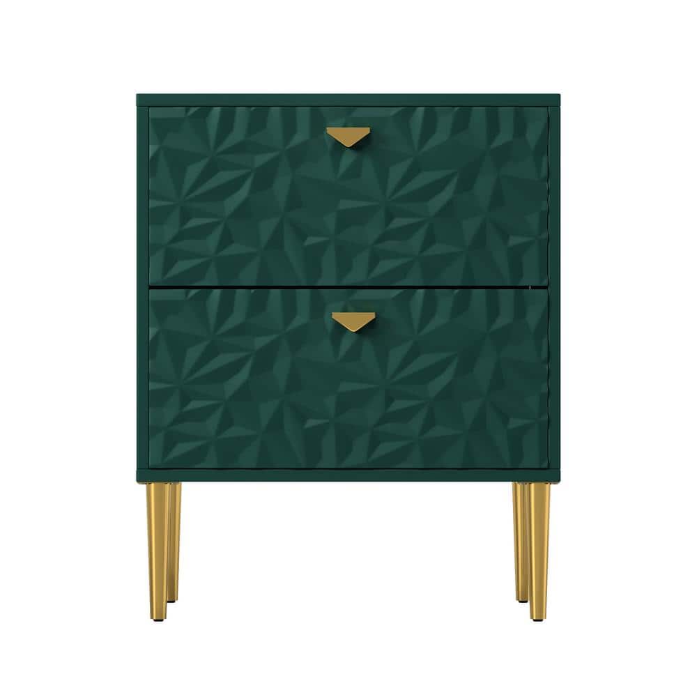 Kahomvis Modern Gray 2-Drawer Wood Nightstand WFLK-52-13GR - The Home Depot