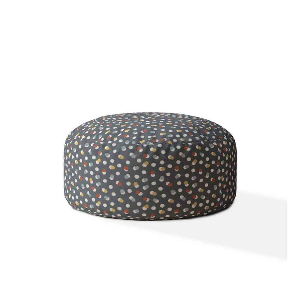 HomeRoots Charlie Grey Cotton Round Pouf Cover Only 2000518432 - The ...