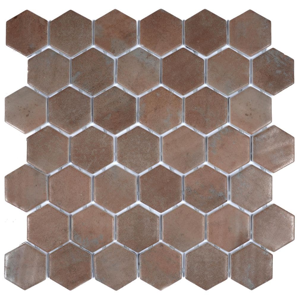 Apollo Tile Lucenza 12 x 12 in. Taupe Matte Recycled Glass Hexagon ...