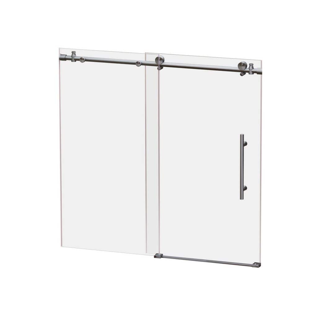 RAINLEX 56 in. to 60 in. W x 60 in. H Sliding Frameless Shower Door in ...