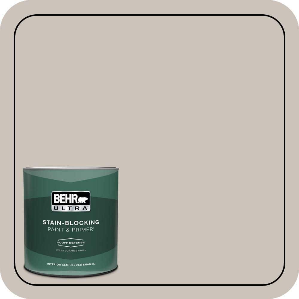 BEHR ULTRA 1 qt. #N200-2 Doeskin Gray Extra Durable Semi-Gloss Enamel ...