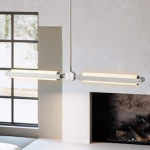 Rennnsan Eason 3-Light Brushed Nickel Modern Linear Ring Kitchen Island ...