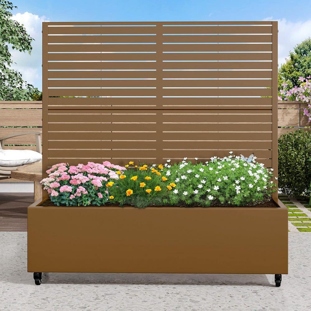 PexFix 47 in. H x 47 in. W Rectanglar Brown Outdoor Metal Privacy ...