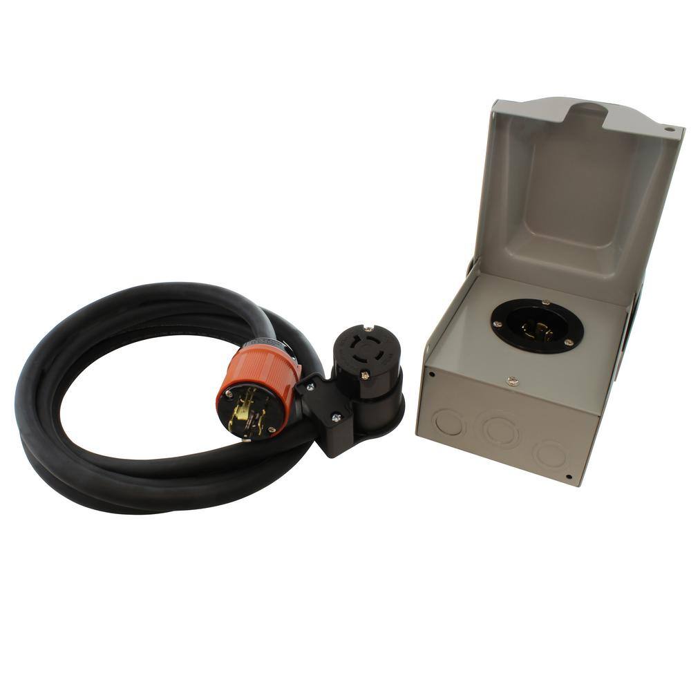 AC WORKS Generator Emergency Power Kit with 10 ft. Cord and L14-20 Inlet Box EPL1420KIT-010 ...